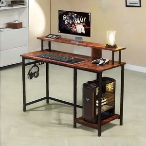Industrial 107CM Computer Desk With Monitor Stand And Shelves