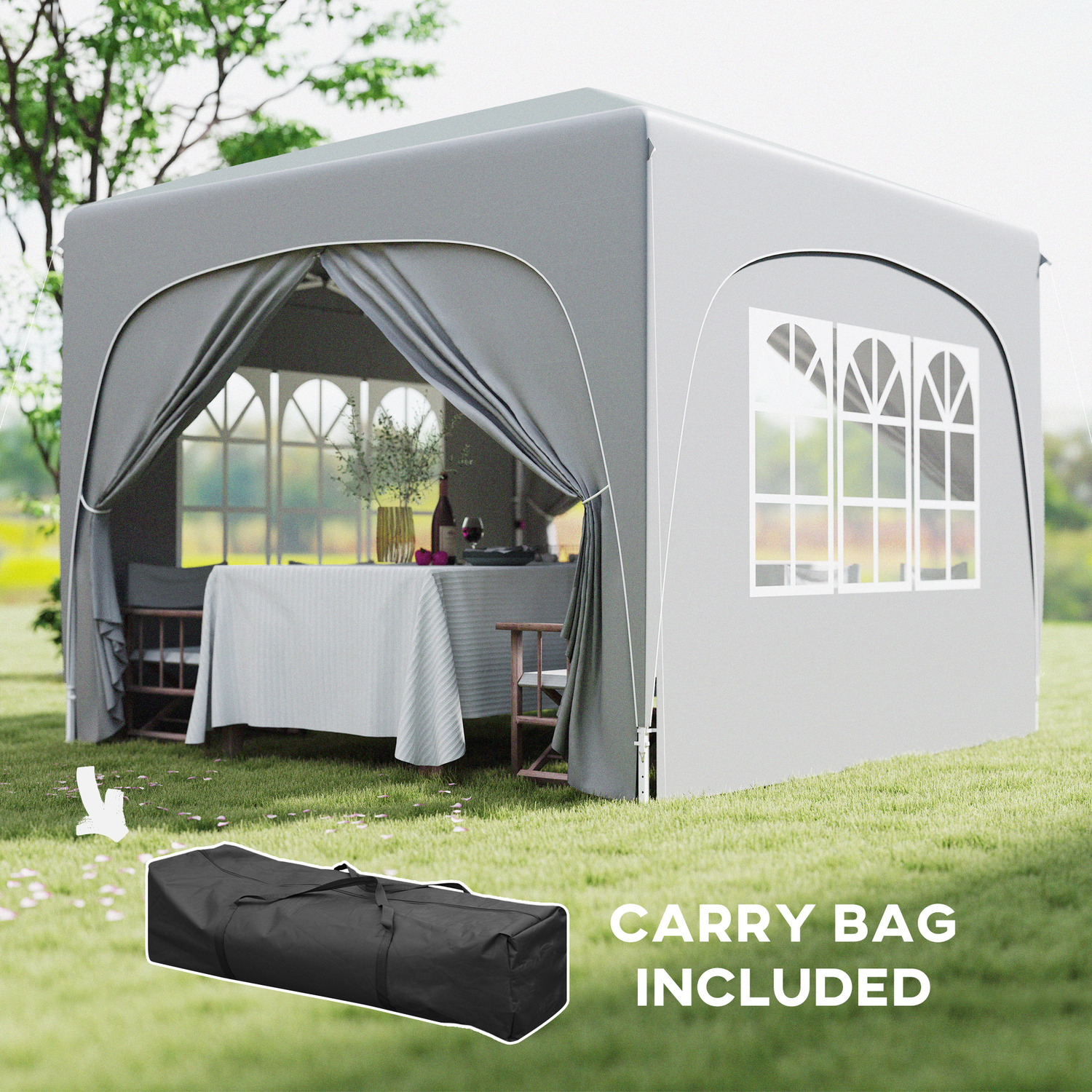 Outsunny 3 x 3(m) Pop Up Gazebo with Sides, UPF50