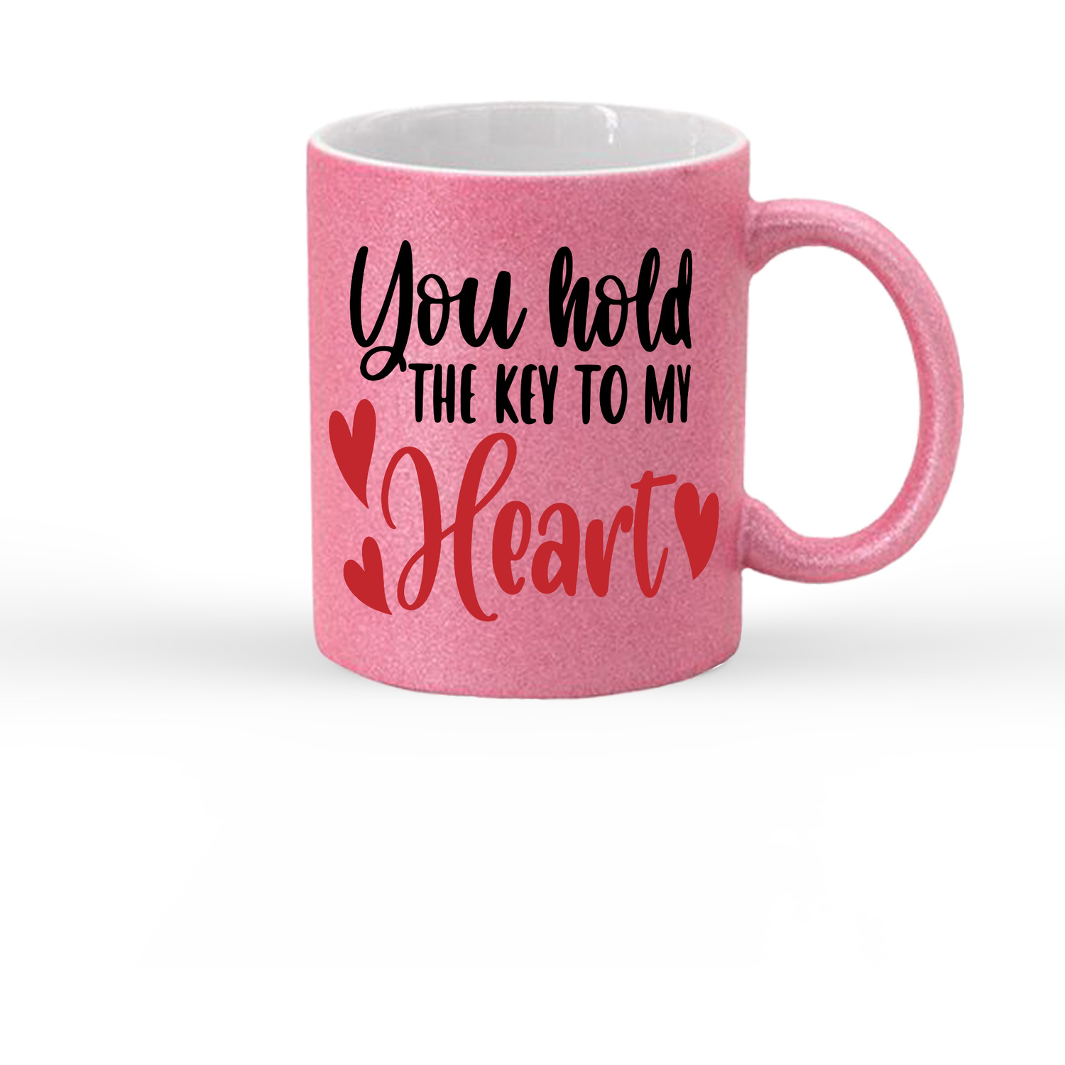 You Hold the Key to my Heart Pink Glitter Mug