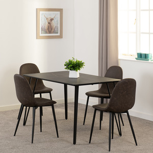 Marlow and Athens Dining Set Black Marble Effect