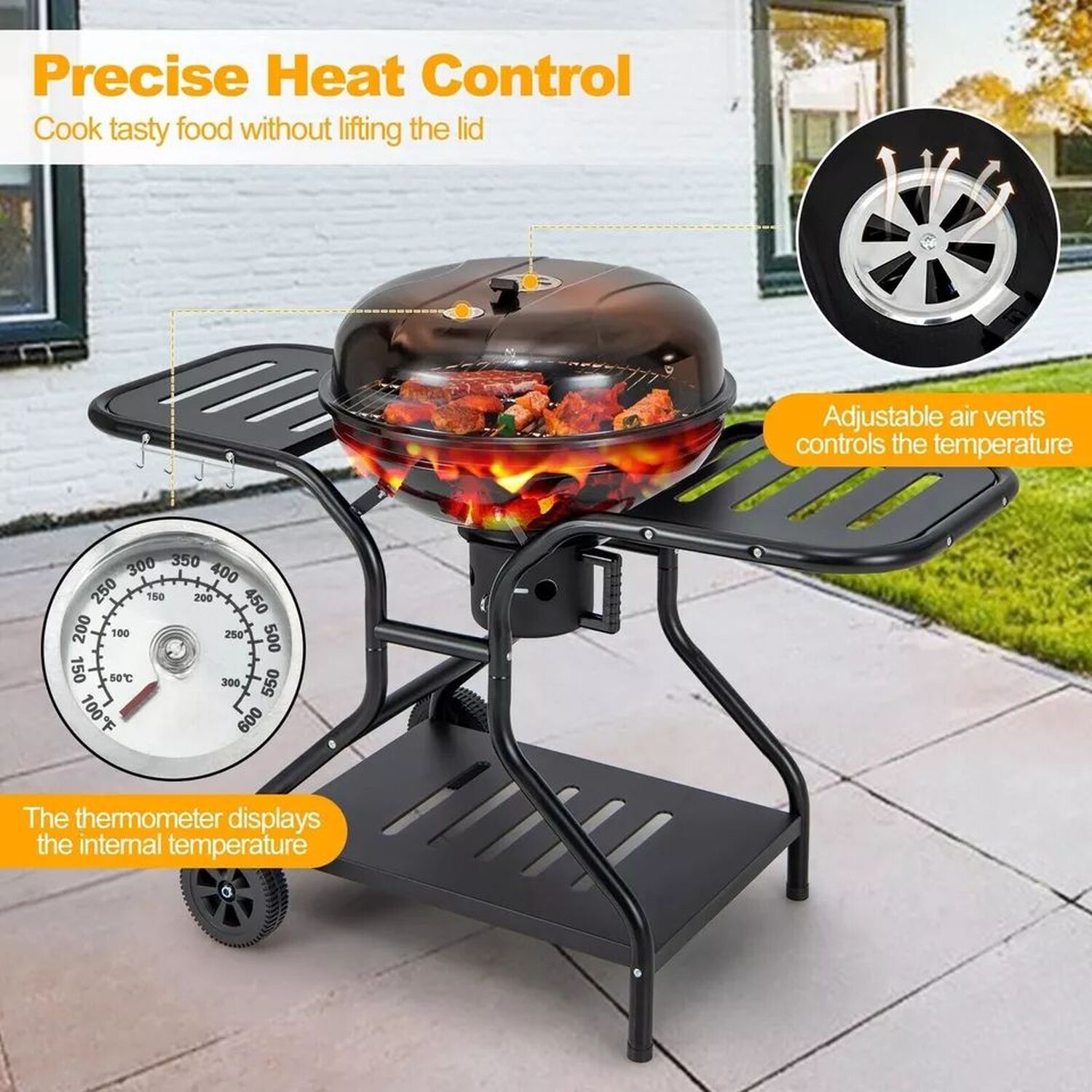 2 Layer Racks Outdoor Charcoal Grill Portable Barbecue