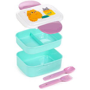 Bento Clip Lock Lunch Box with Cutlery - Beans and Co Cats