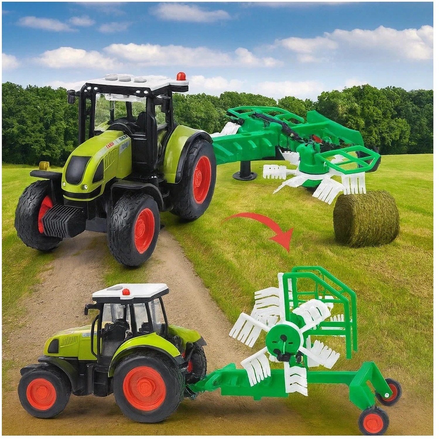 2Pcs Farm Tractor Toy Truck Set