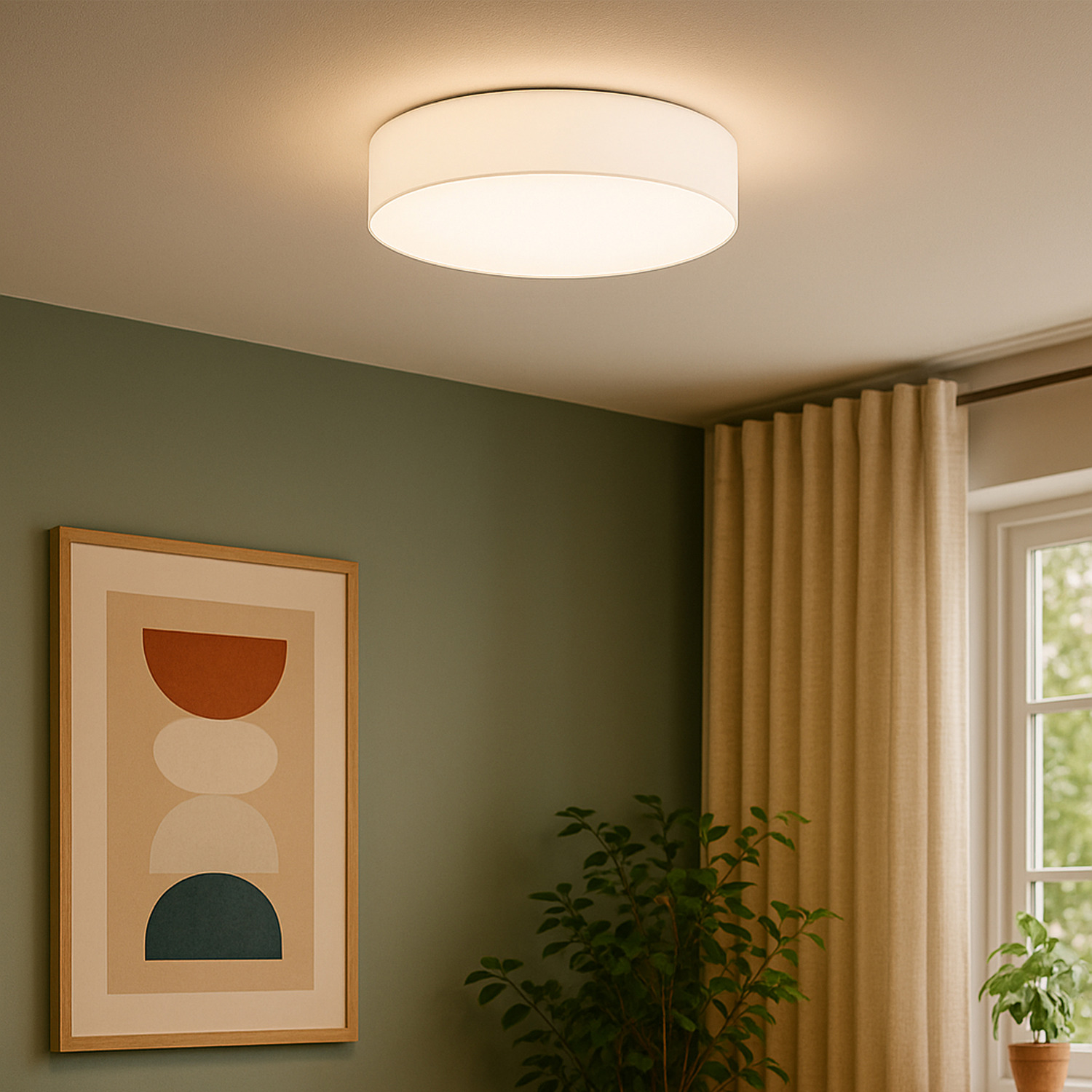 EGLO Pasteri White Fabric Ceiling Light