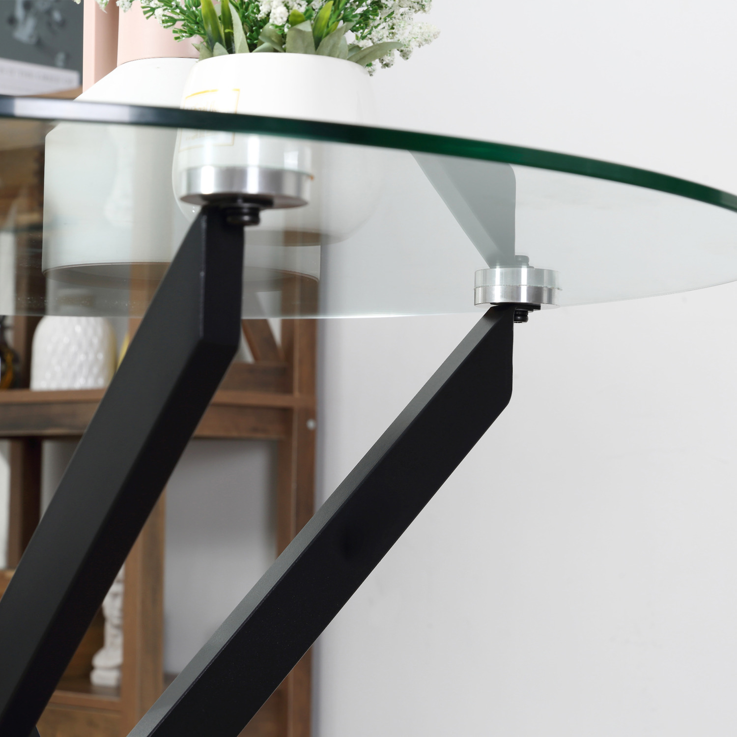 HOMCOM Tempered Glass Top Side Table
