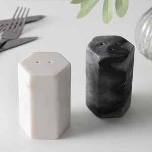 Marble Hexagonal Salt and Pepper Shakers