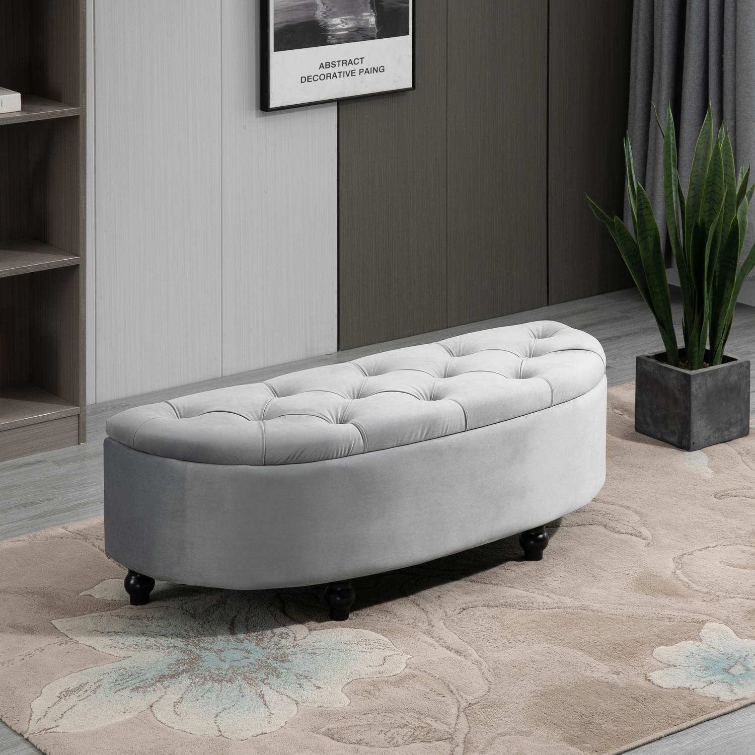 HOMCOM Semi-Circle Bed End Bench Ottoman with Storage