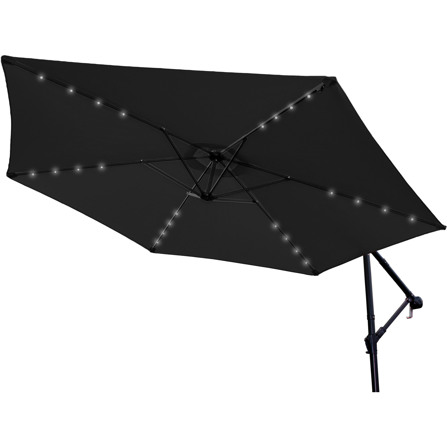 Grey 3m LED Cantilever Parasol With Fan Base
