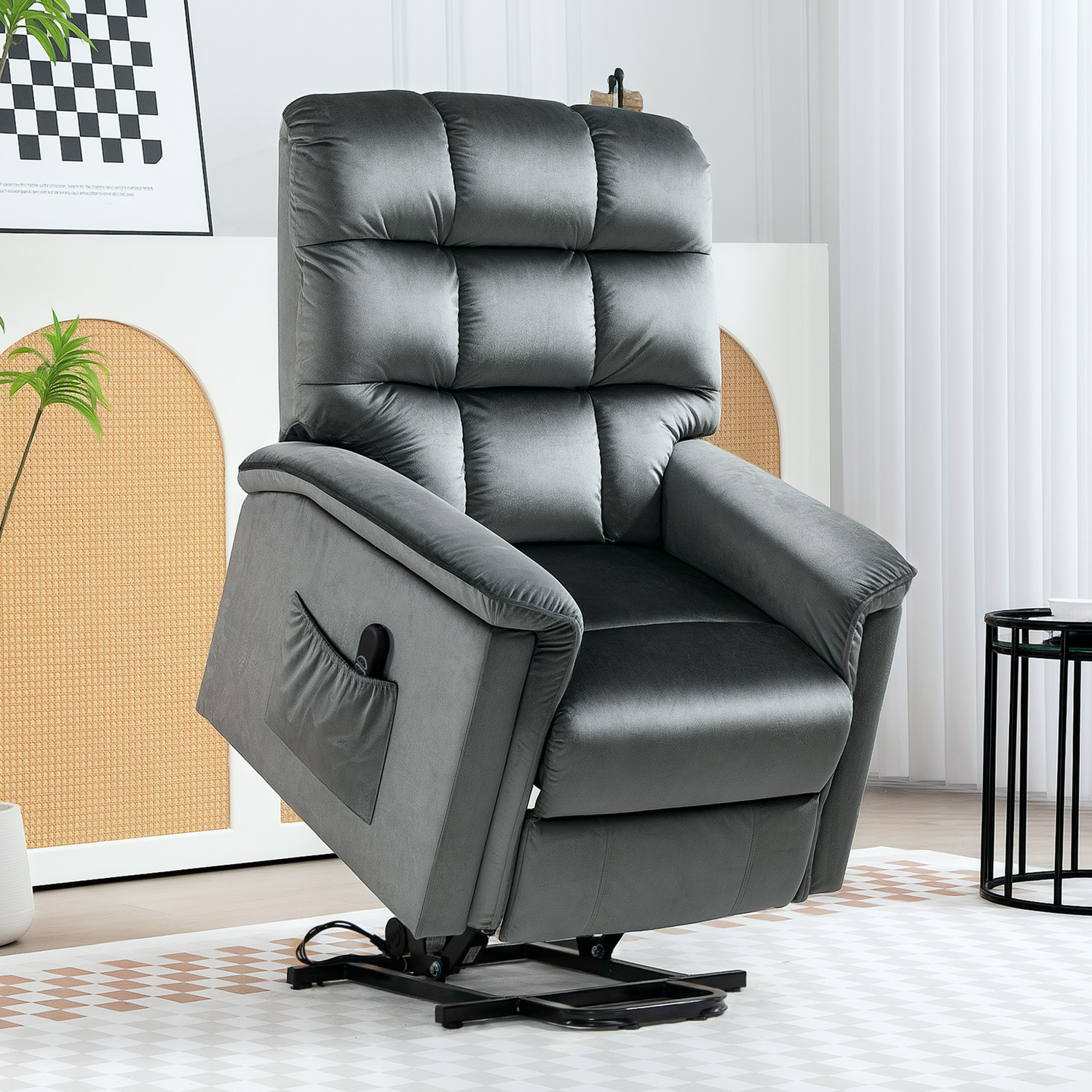 HOMCOM Power Lift Recliner Chair for Elderly with Side Pockets Velvet
