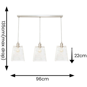Susie Glass Shade 3 Drop Pendant Ceiling Light and LED Bulbs
