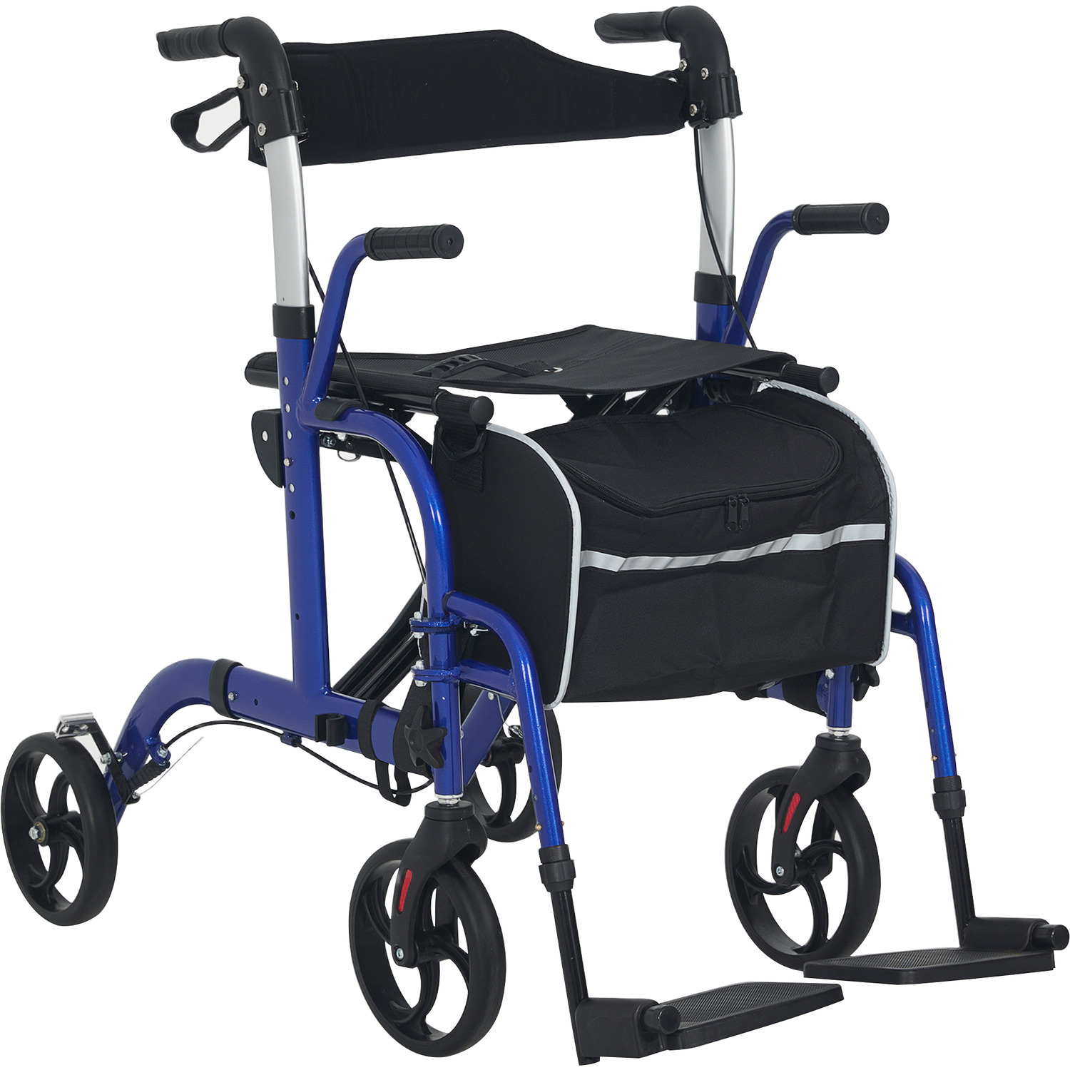 HOMCOM 2 in 1 Wheelchair Folding Rollator Walker with Seat