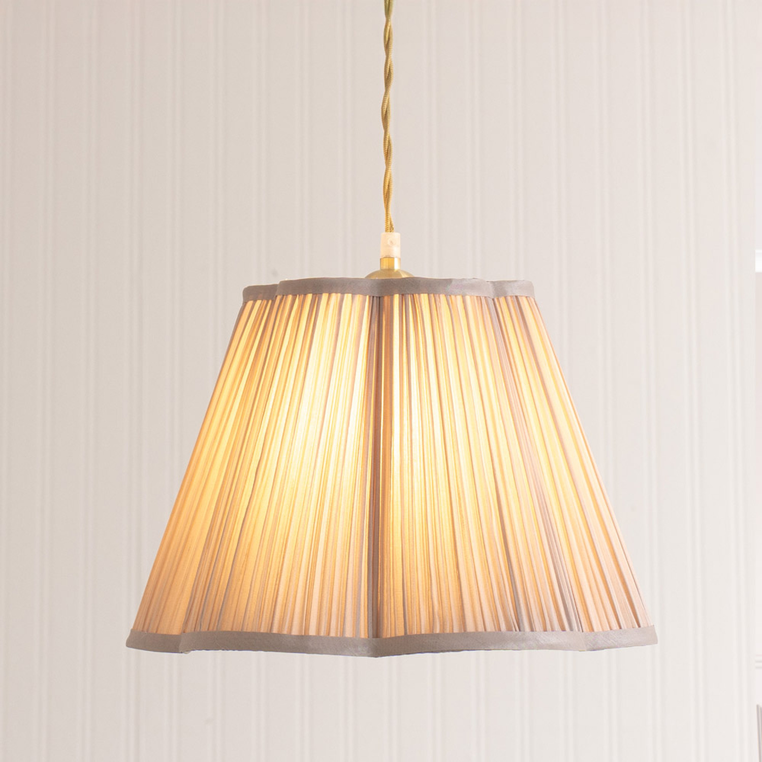 Loralei Large Pleated Light Faux Silk Scallop Lamp Shade