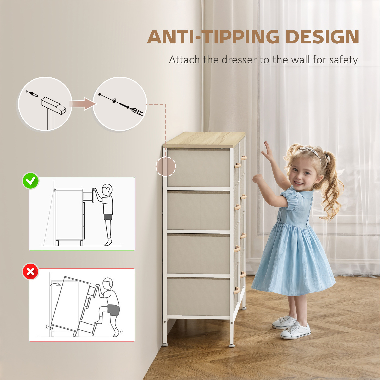 Chest of Drawers Cloth Organizer with 8 Fabric Drawers