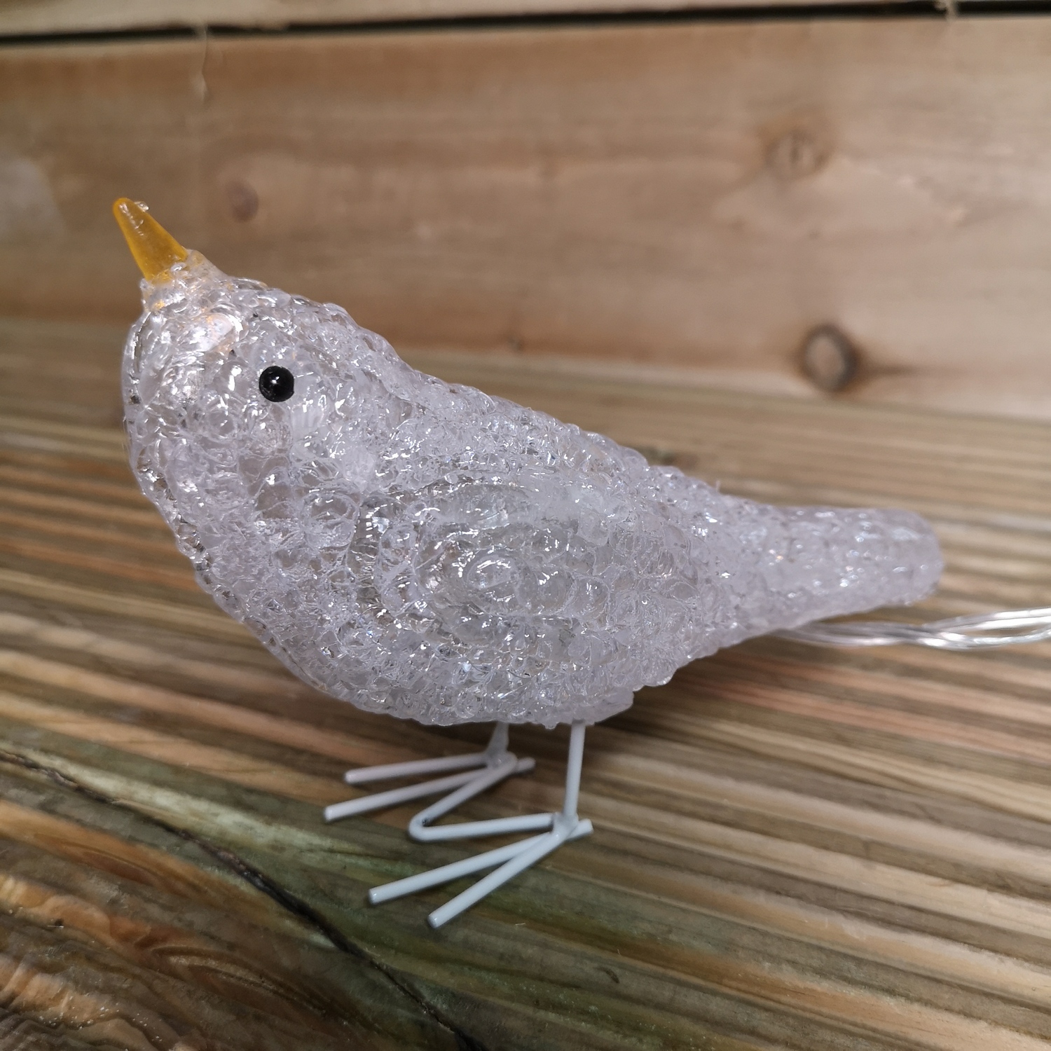 5 Acrylic Indoor Outdoor Robin Christmas Lights with 40 Ice White LEDs