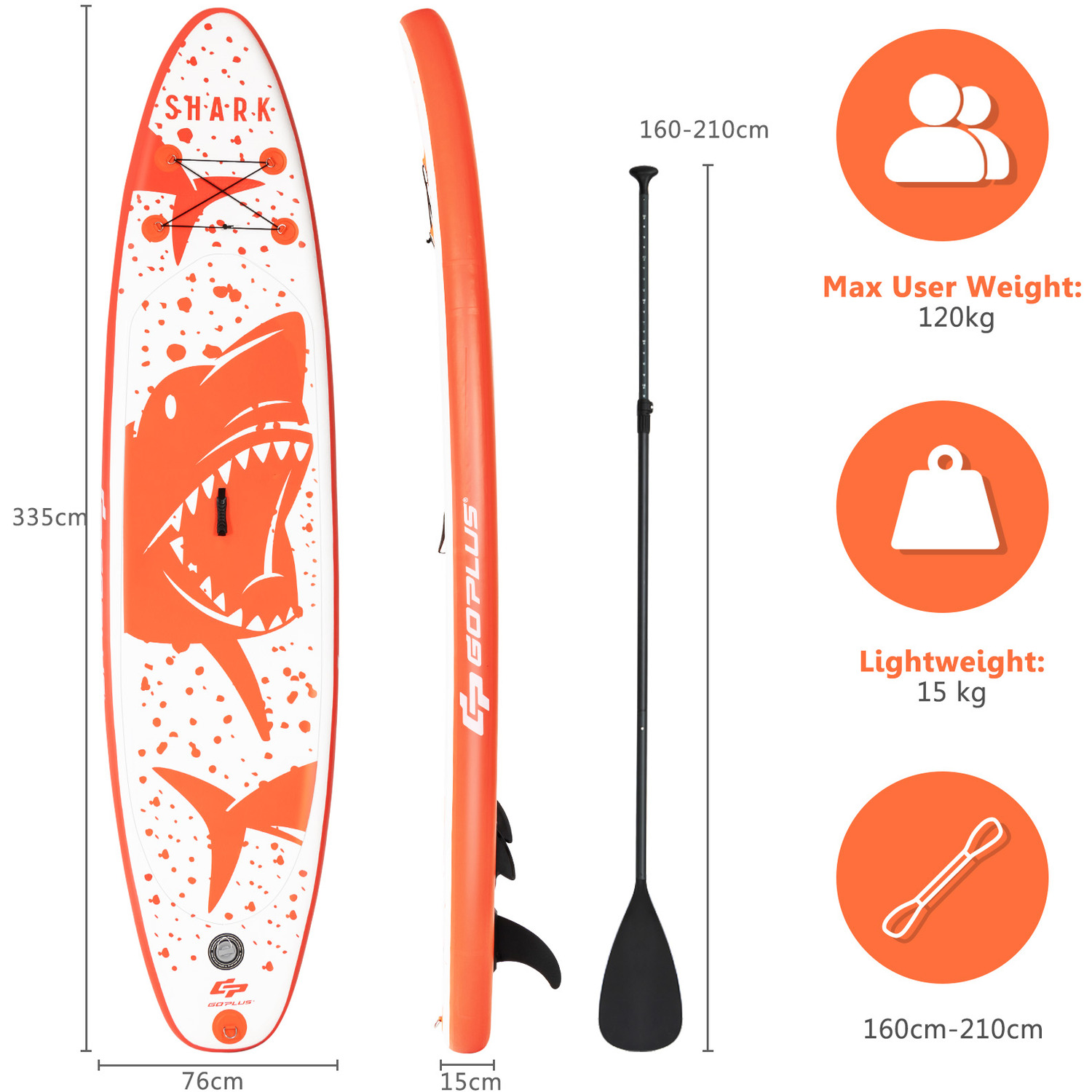 Costway 335CM Inflatable Stand Up Paddle Board-Orange