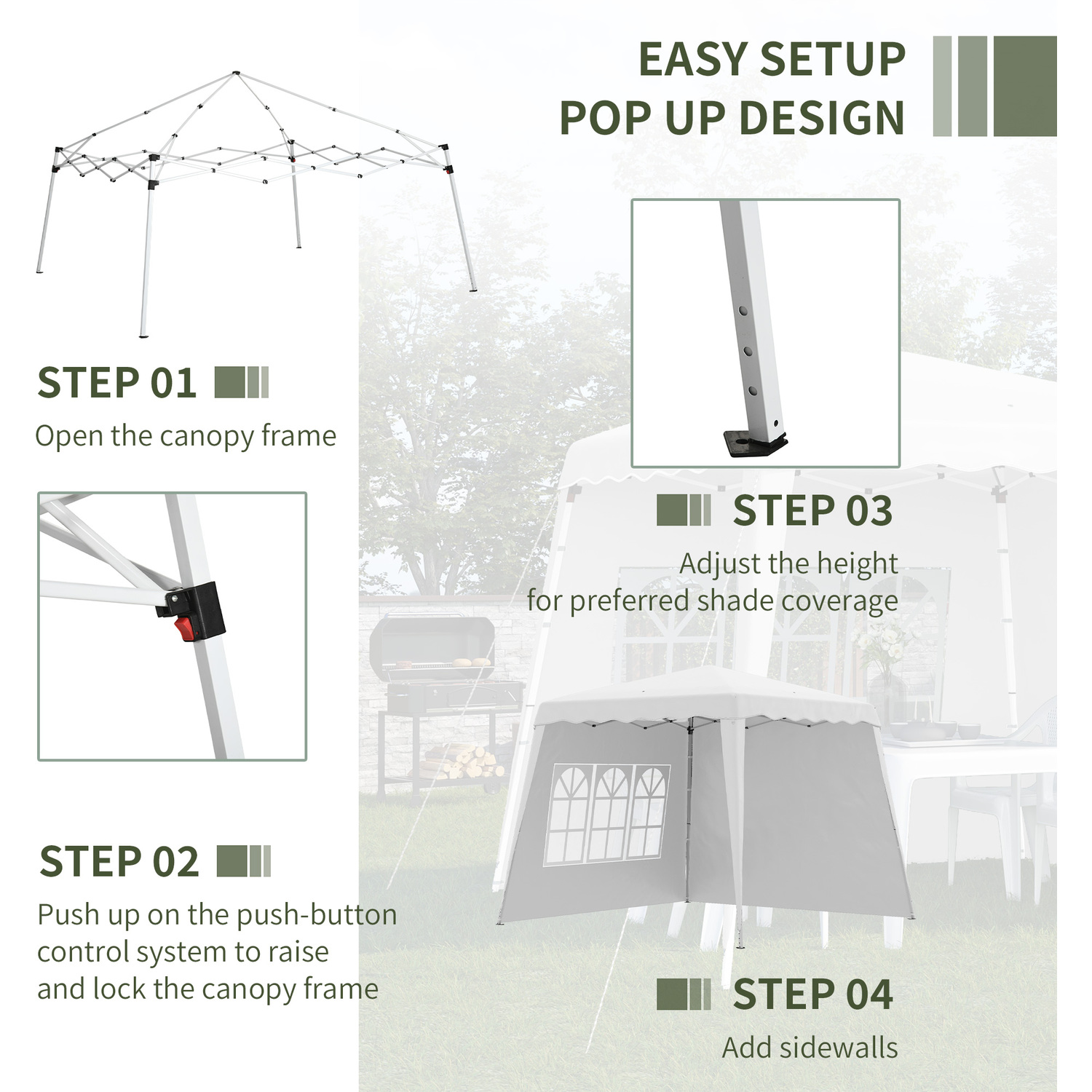 2.4 x 2.4m Pop Up Gazebo with Slant Legs and Carry Bag
