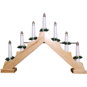 Battery Operated LED Wooden Candle Bridge Christmas Decoration