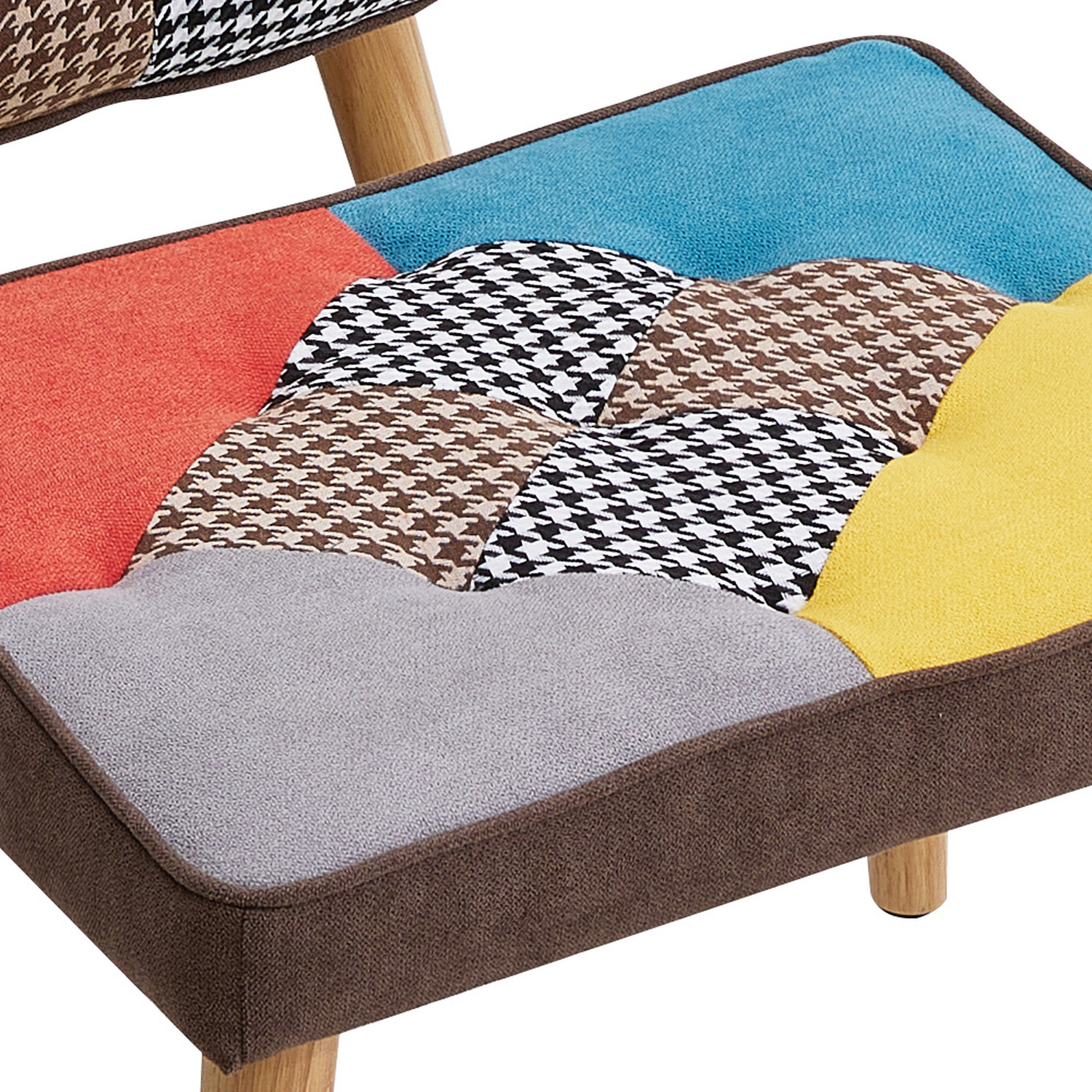 Tufted Armchair with Cushion and Footstool
