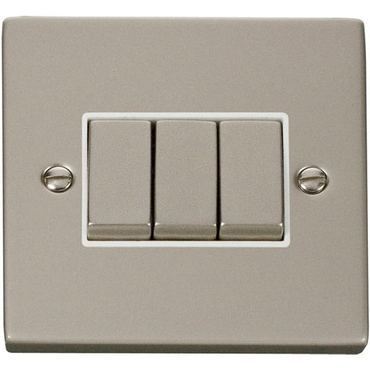 Pearl Nickel 10A 3 Gang 2 Way Ingot Light Switch