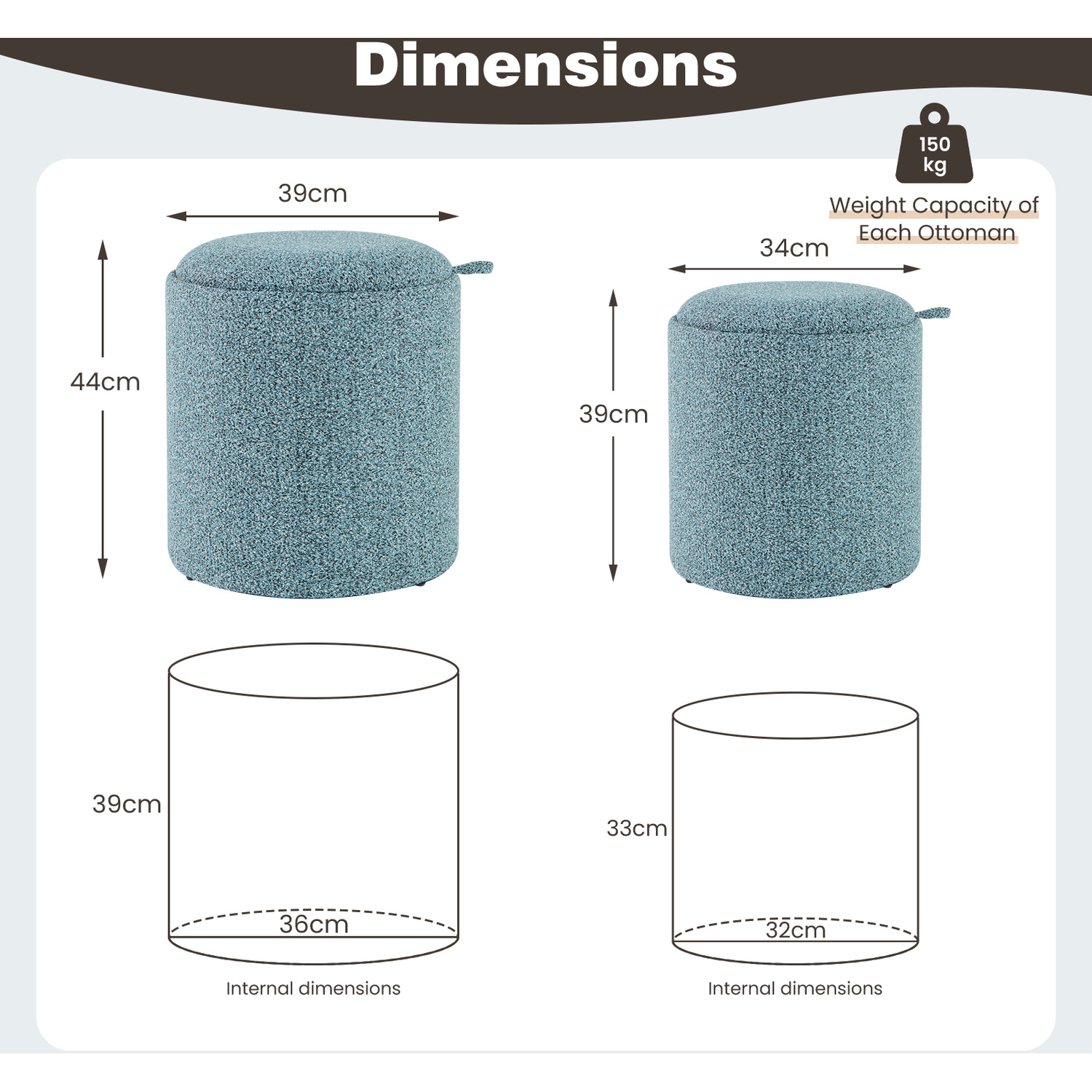 Round Ottoman Set of 2