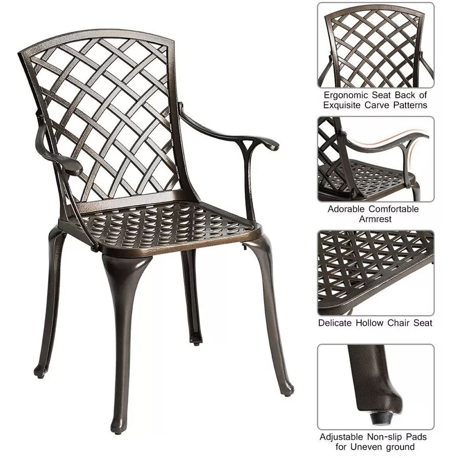 Outdoor Metal Dining Chairs Set of 2