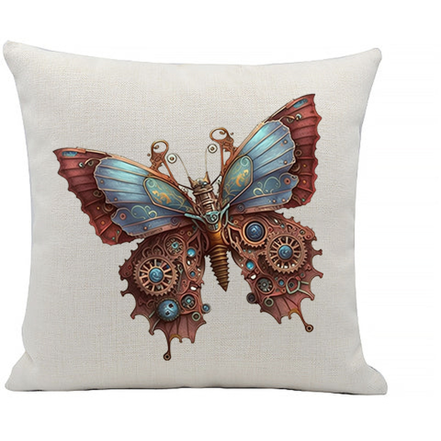 Steampunk Butterfly Linen Cushion