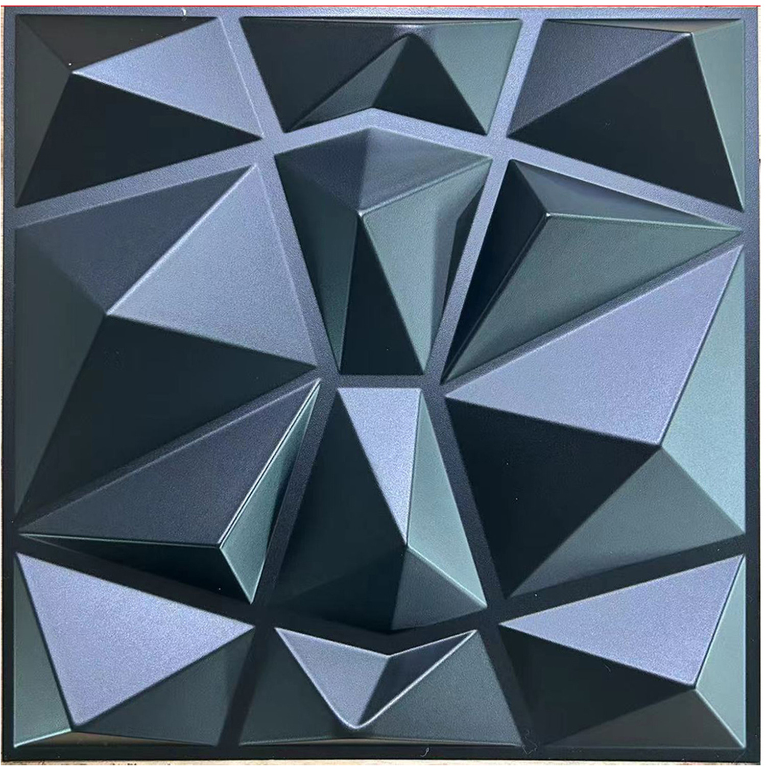 3D PVC Wall Panel Faceted Diamond Design Black Size 500x500x1mm Pack of 4