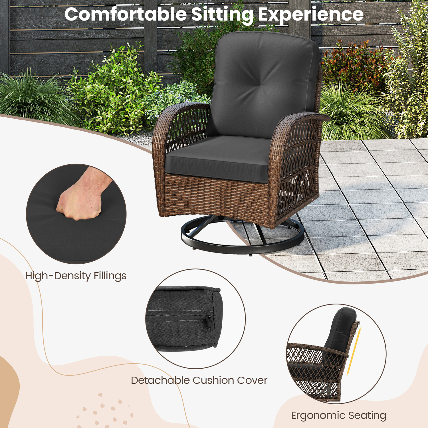 3 Piece Swivel Rocker Table Chairs Set
