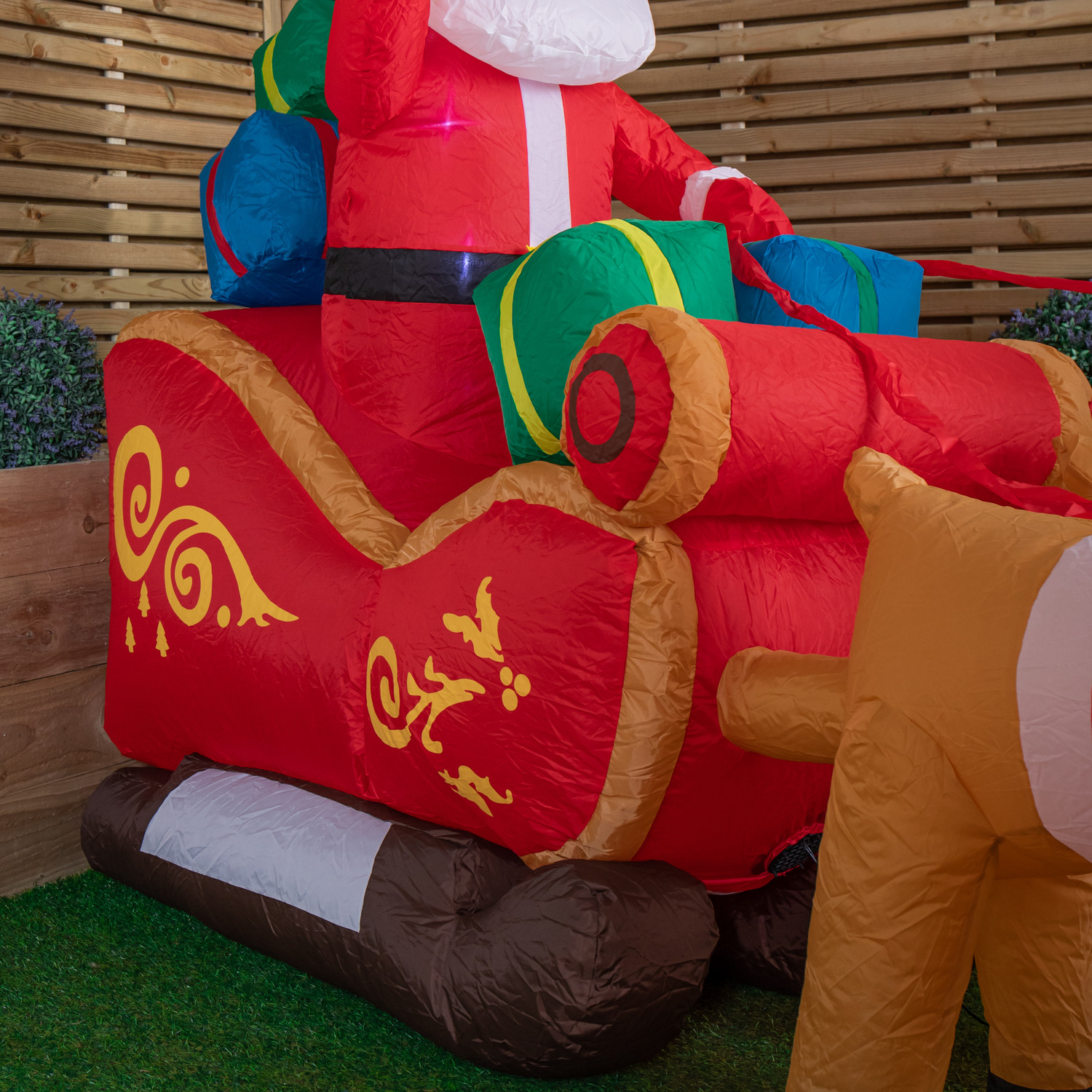 LED Christmas Inflatables Santa Sleigh and Reindeer Decoration