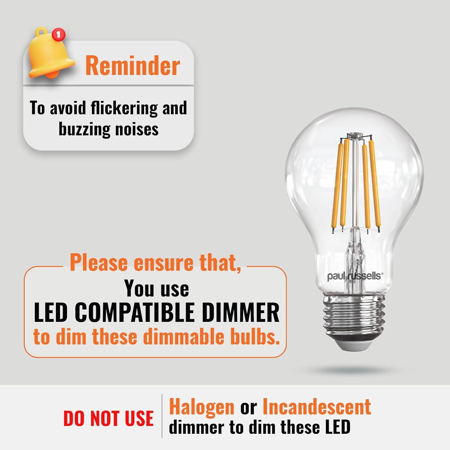 12W LED Filament, GLS,E27, 1521lm, Dim, 2700K