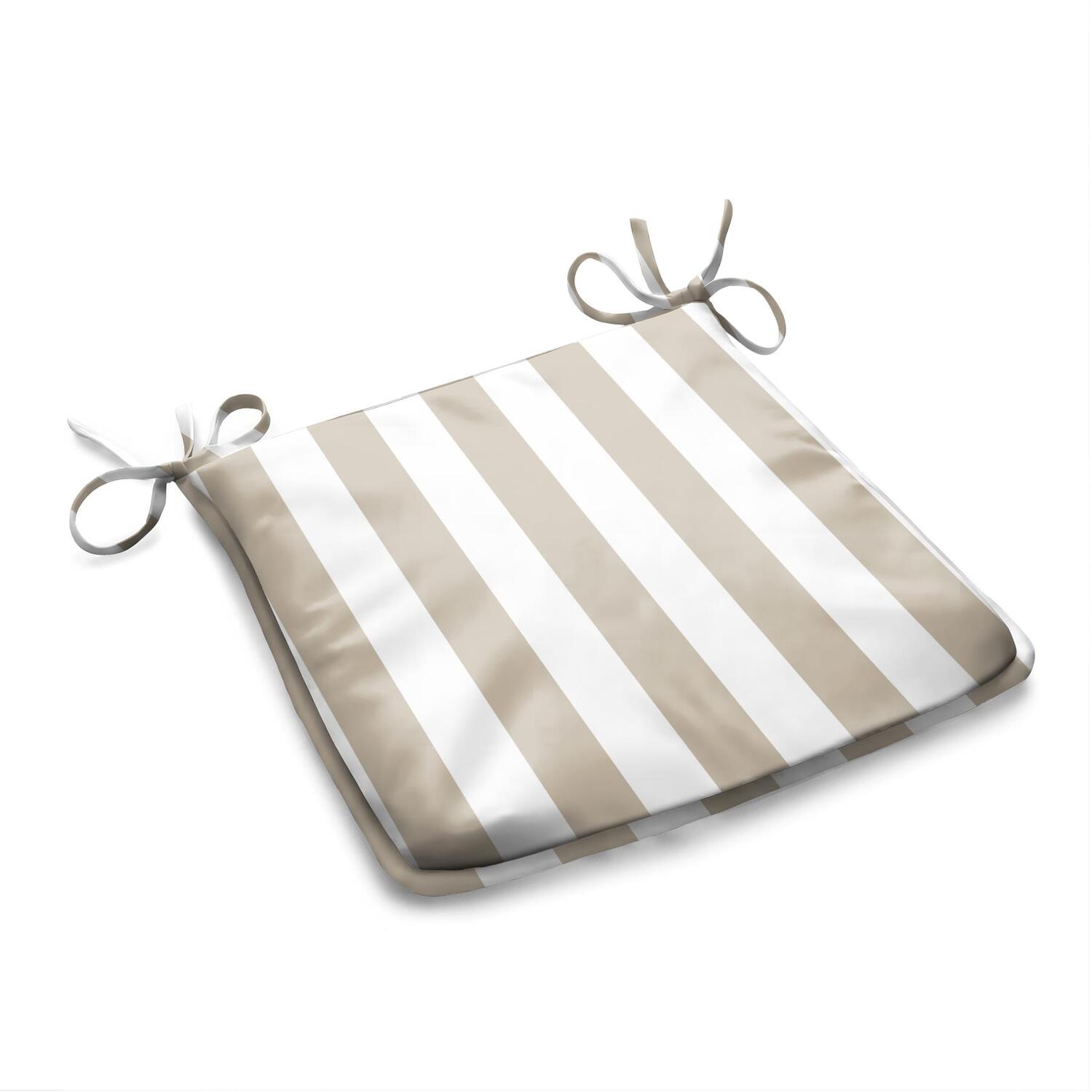 Wide Striped Outdoor Tapezoid Shape Seat Pad Beige