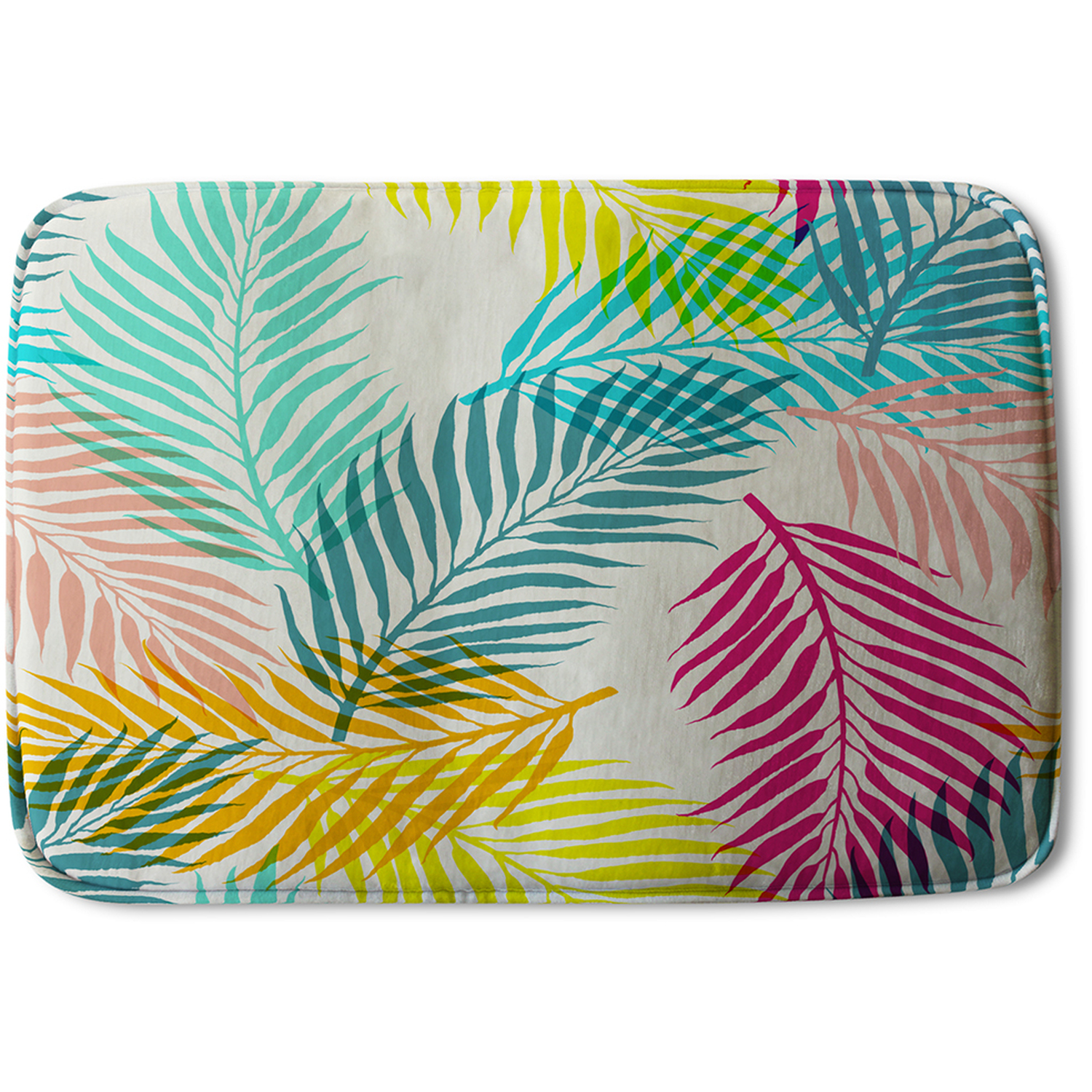Multi Coloured Tropical Leaves Soft Bathmat
