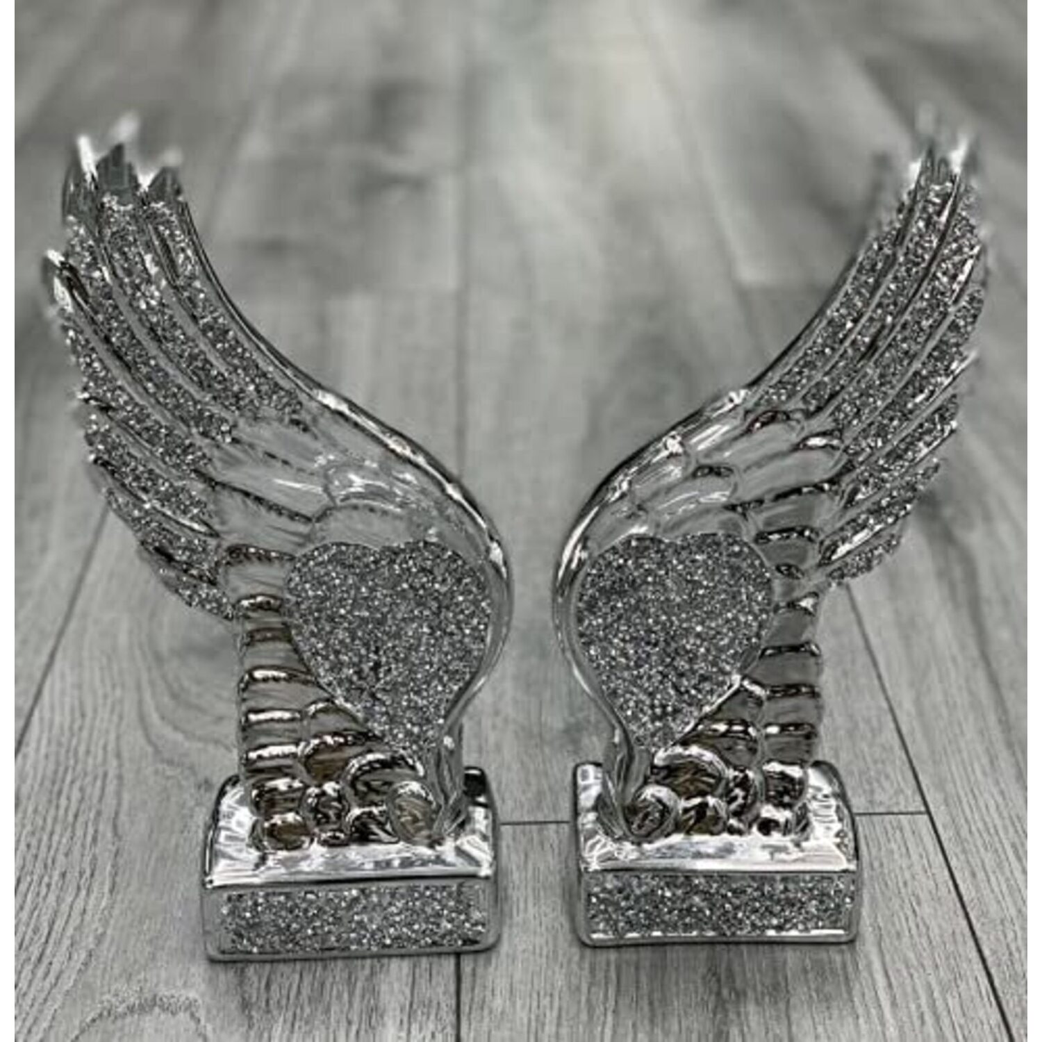Crushed Diamond Sparkly Pair Angel Ornament