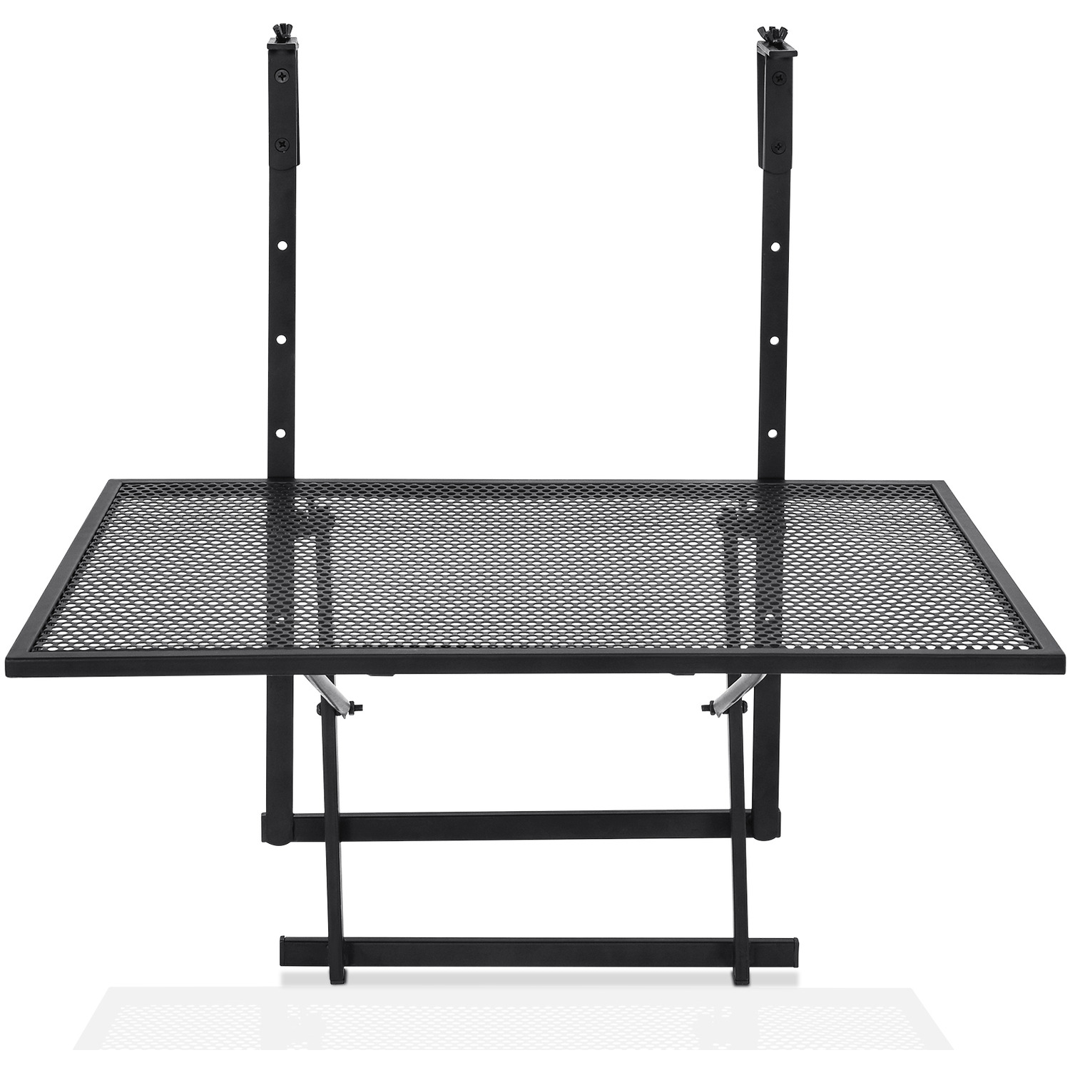 Costway Hanging Iron Rack Railing Folding Table-Black