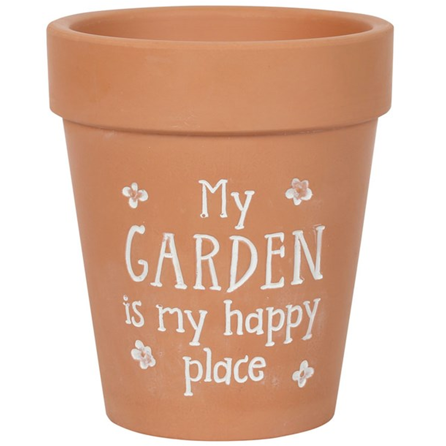 My Garden Is My Happy Place Terracotta Plant Pot with Flower Details