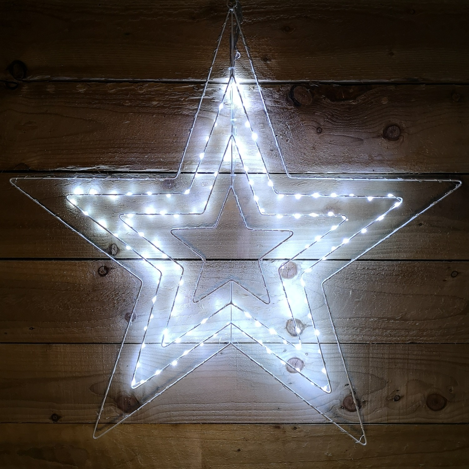 Ice White LED Star Silhouette Christmas Decoration With Chasing Lights