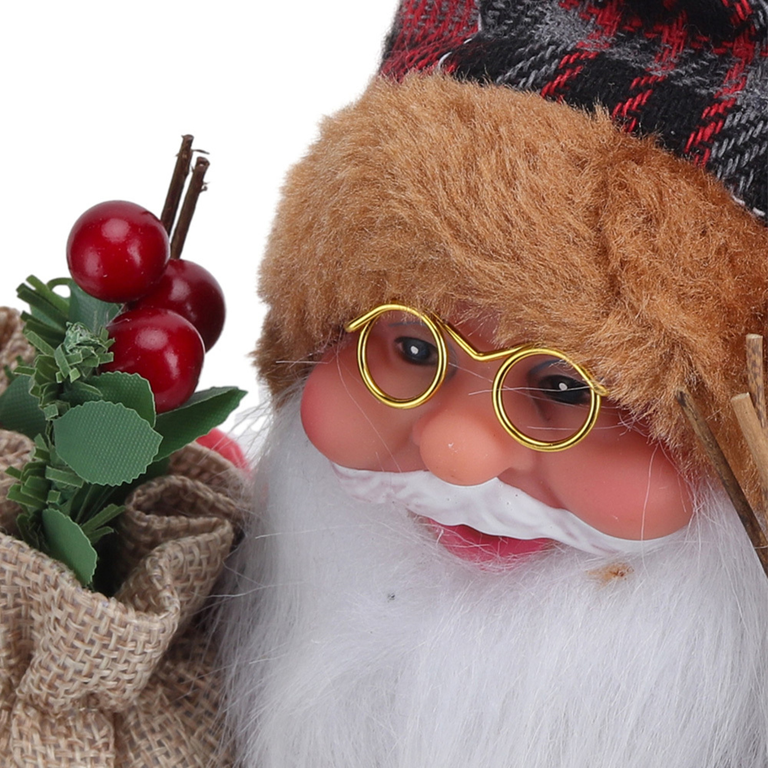 Standing Plaid Santa Claus Christmas Figurine