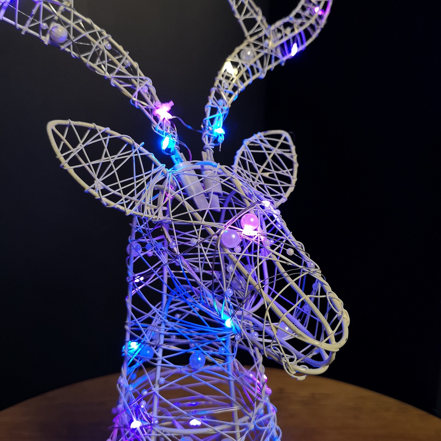 Battery Operated Metal Stag Head with Multi LEDs