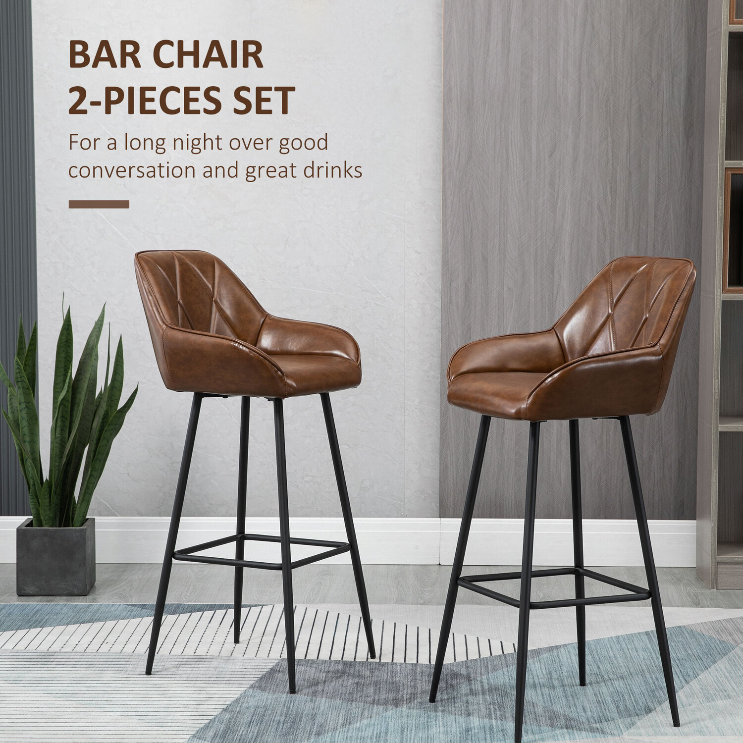 HOMCOM Breakfast Bar Stools Set of 2