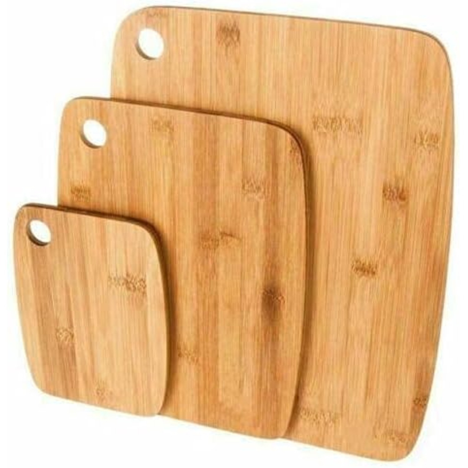 Set of 3 Bamboo Chopping Boards With Hanging Holes