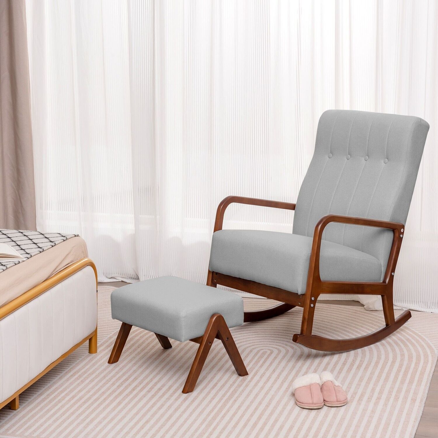 Leisure Rocking Chair and Footstool Set