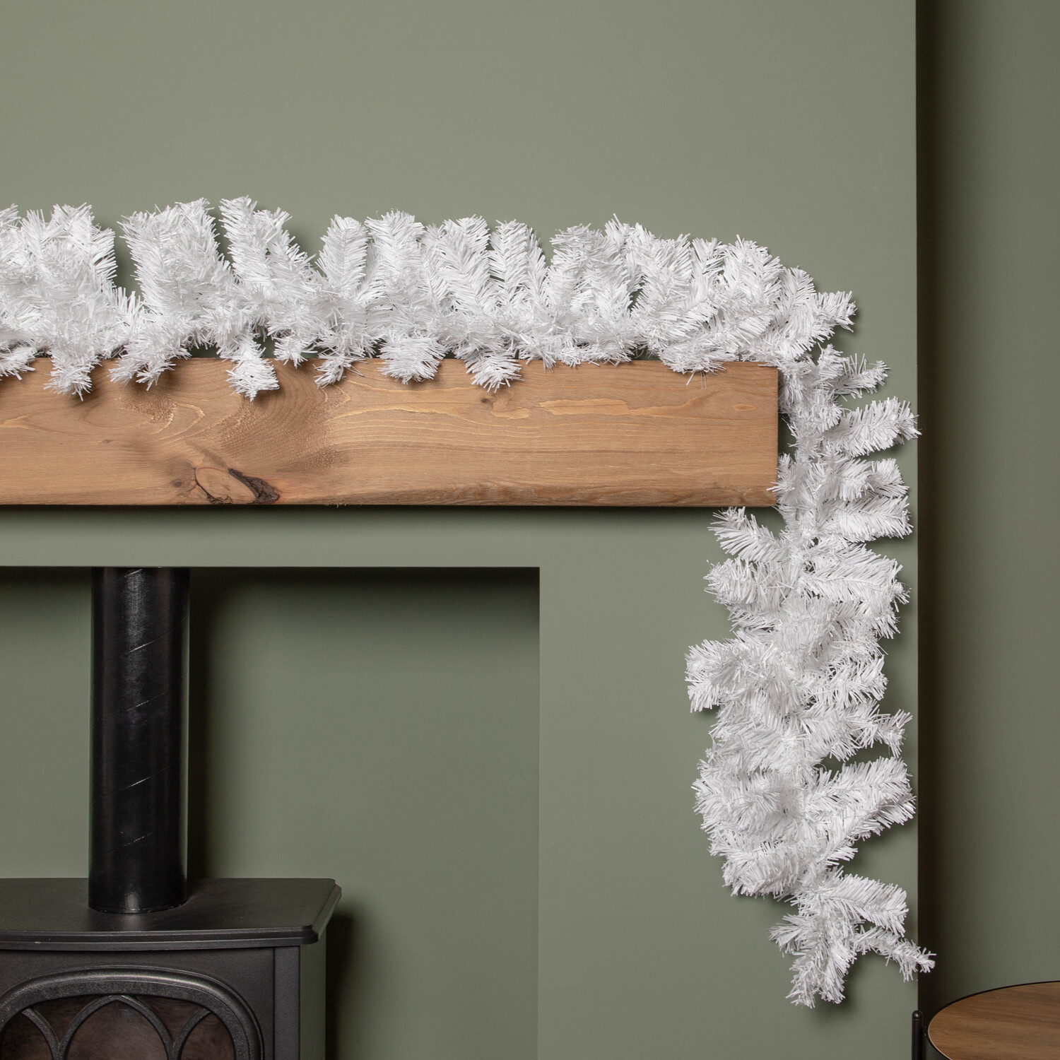 2.7m White Christmas Garland with PVC Branches