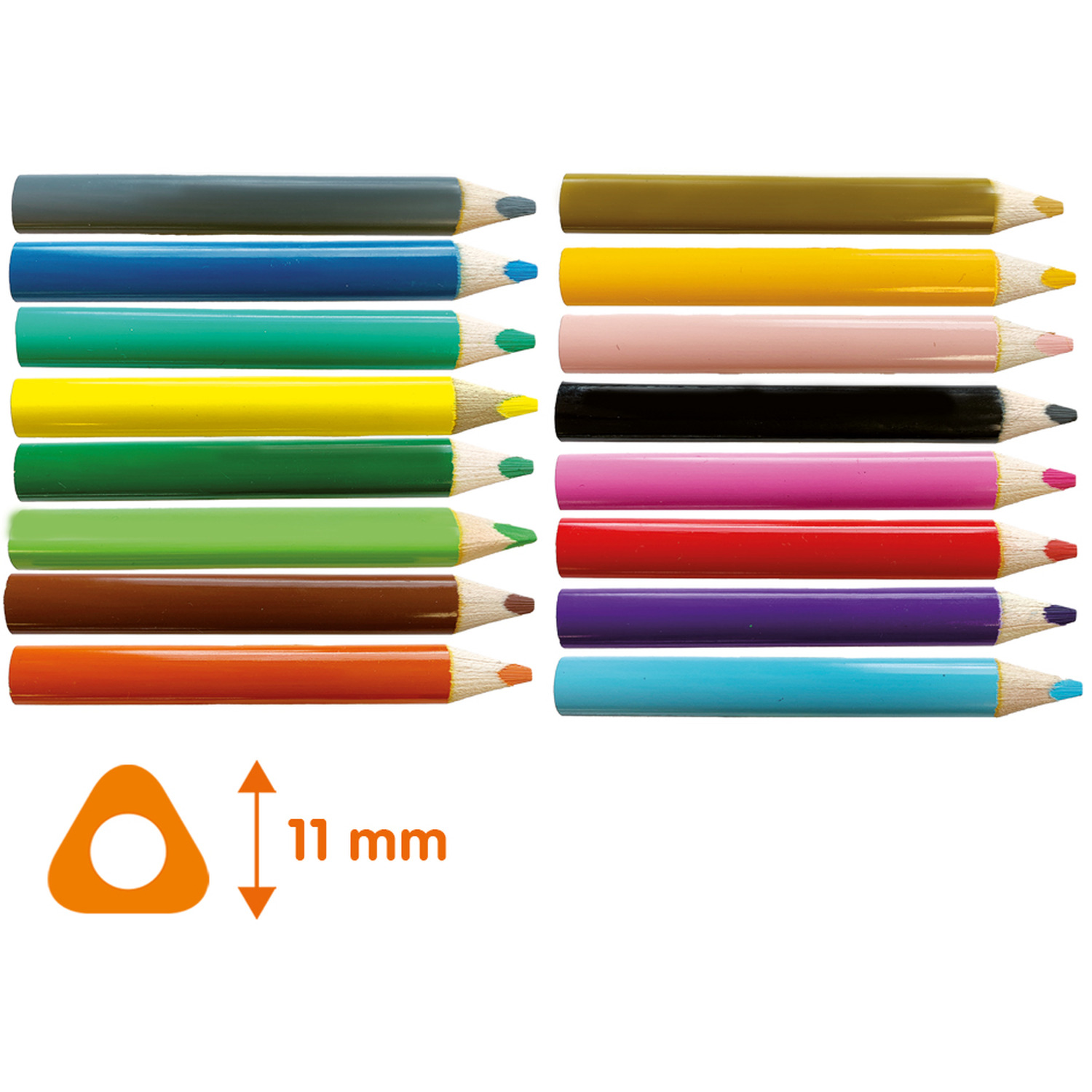 Triangular grip colouring pencils 16 pieces