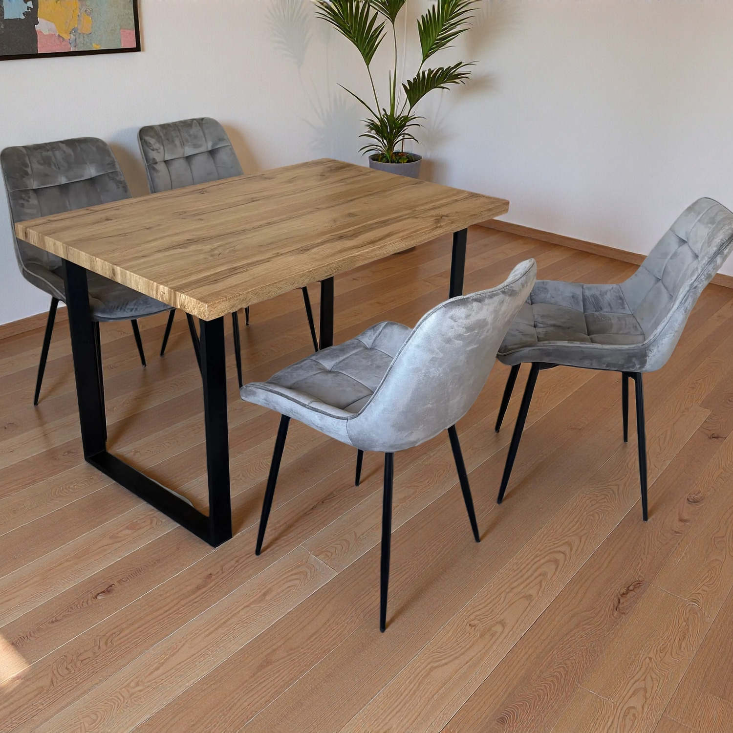 Colorado Dining Table with 4 Erica Velvet Chairs
