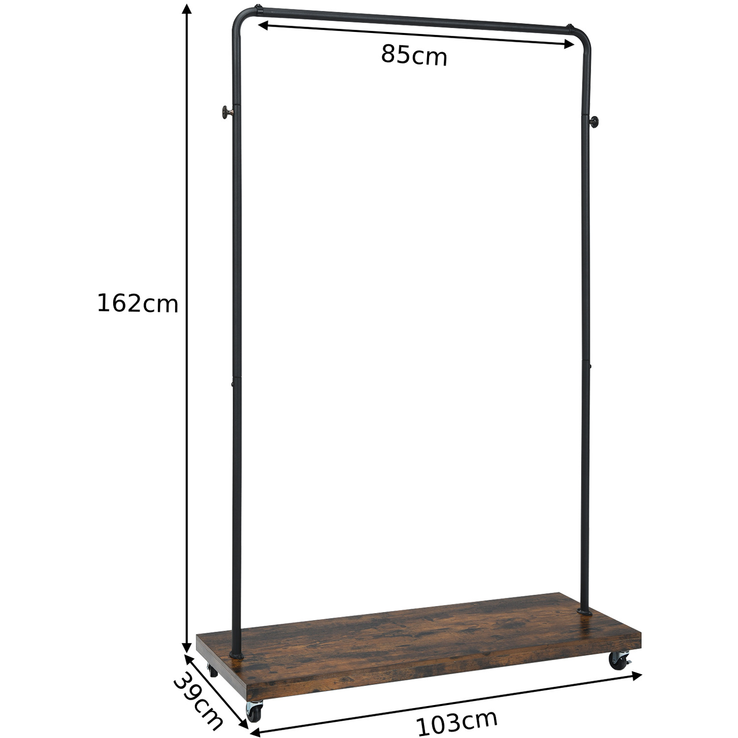 Costway Wood Shelf Industrial Clothes Rack-Brown and Black