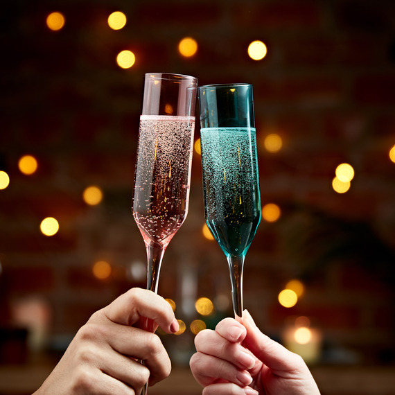 Set of 6 Champagne Flutes - Baseless Drinking Flutes With Vase Holder