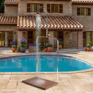 Base Element for Solar Shower and Pool Ladder
