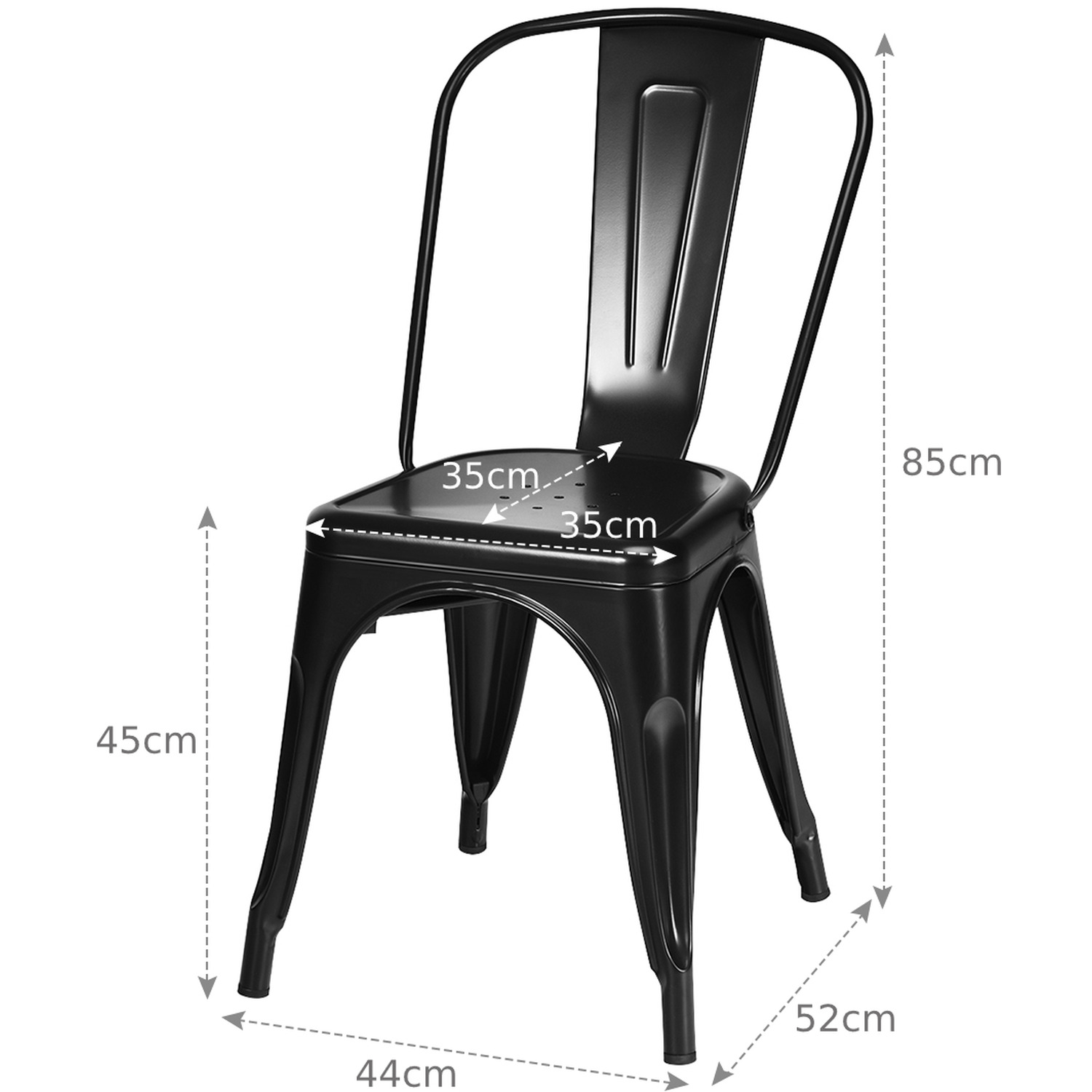 Metal Stackable Kitchen Dining Chair-Black
