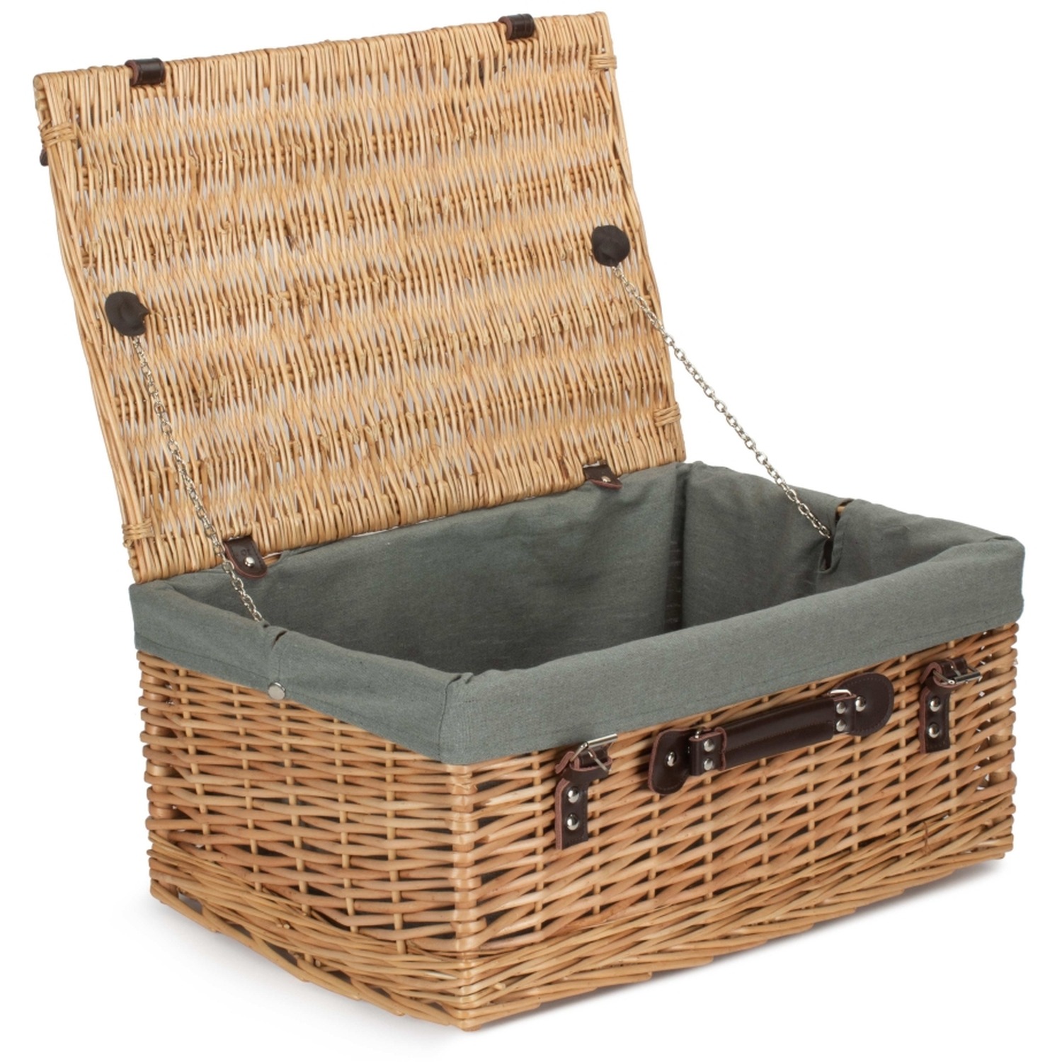 50cm Buff Hamper with Grey Sage Lining