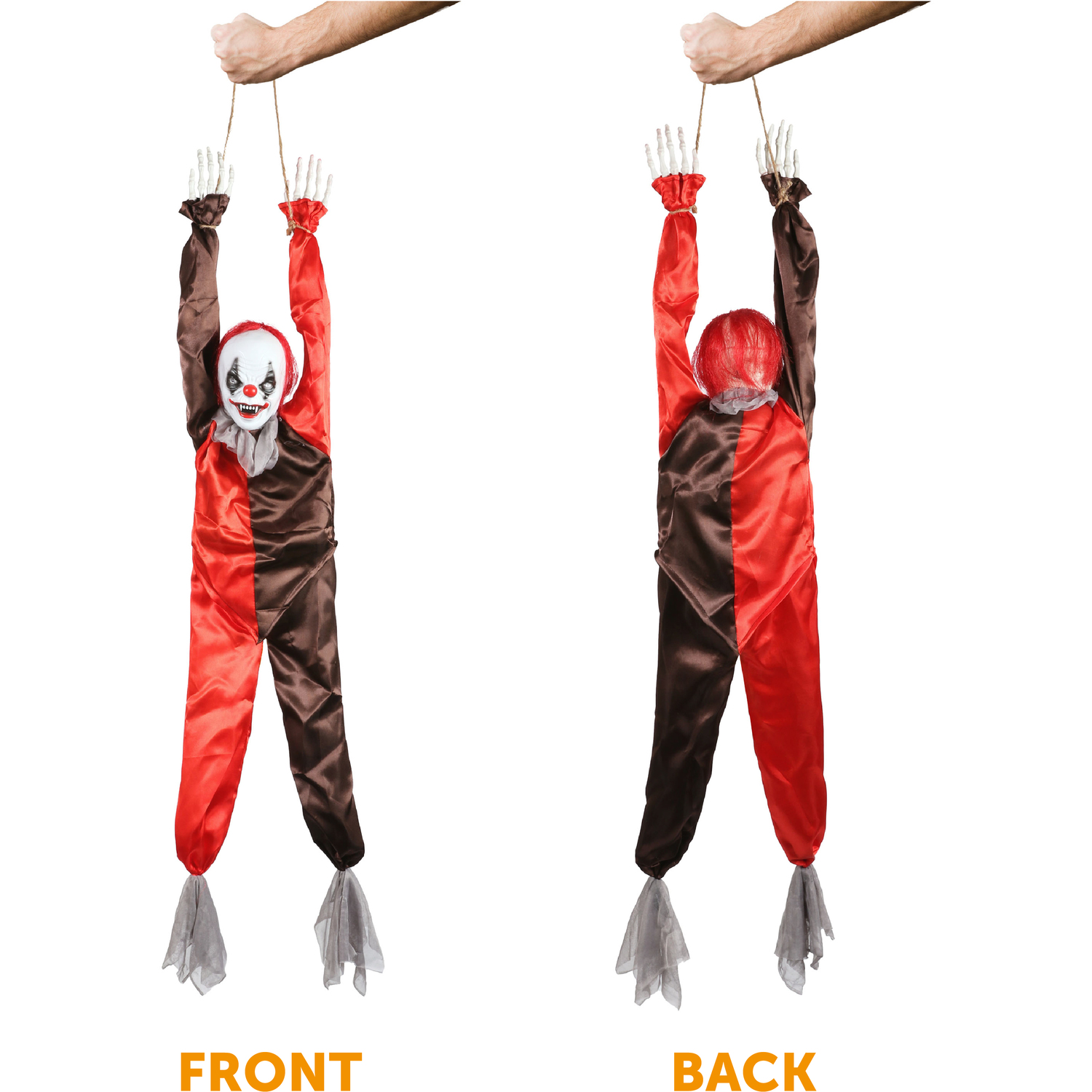 Animatronic Hanging Clown Halloween Decoration with Light up Eyes Sound FX